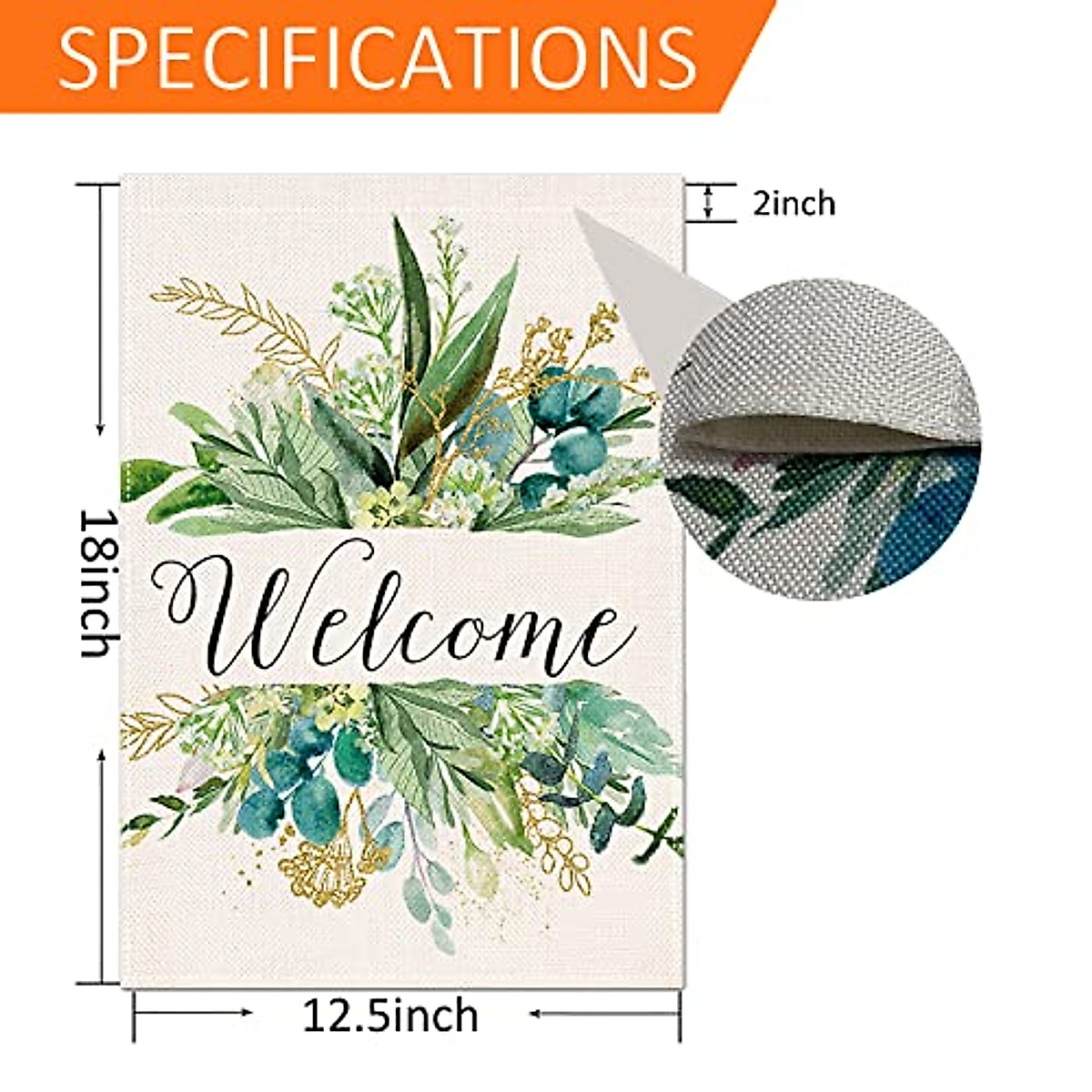 Winotic Spring Decor Garden Flag 12.5x18 Inches, Floral Leaves Welcome Flag Vertical Double Sided, Outdoor Spring Decoration Farmhouse Small Flag for Yard Lawn Home Decor (12.5"x18")