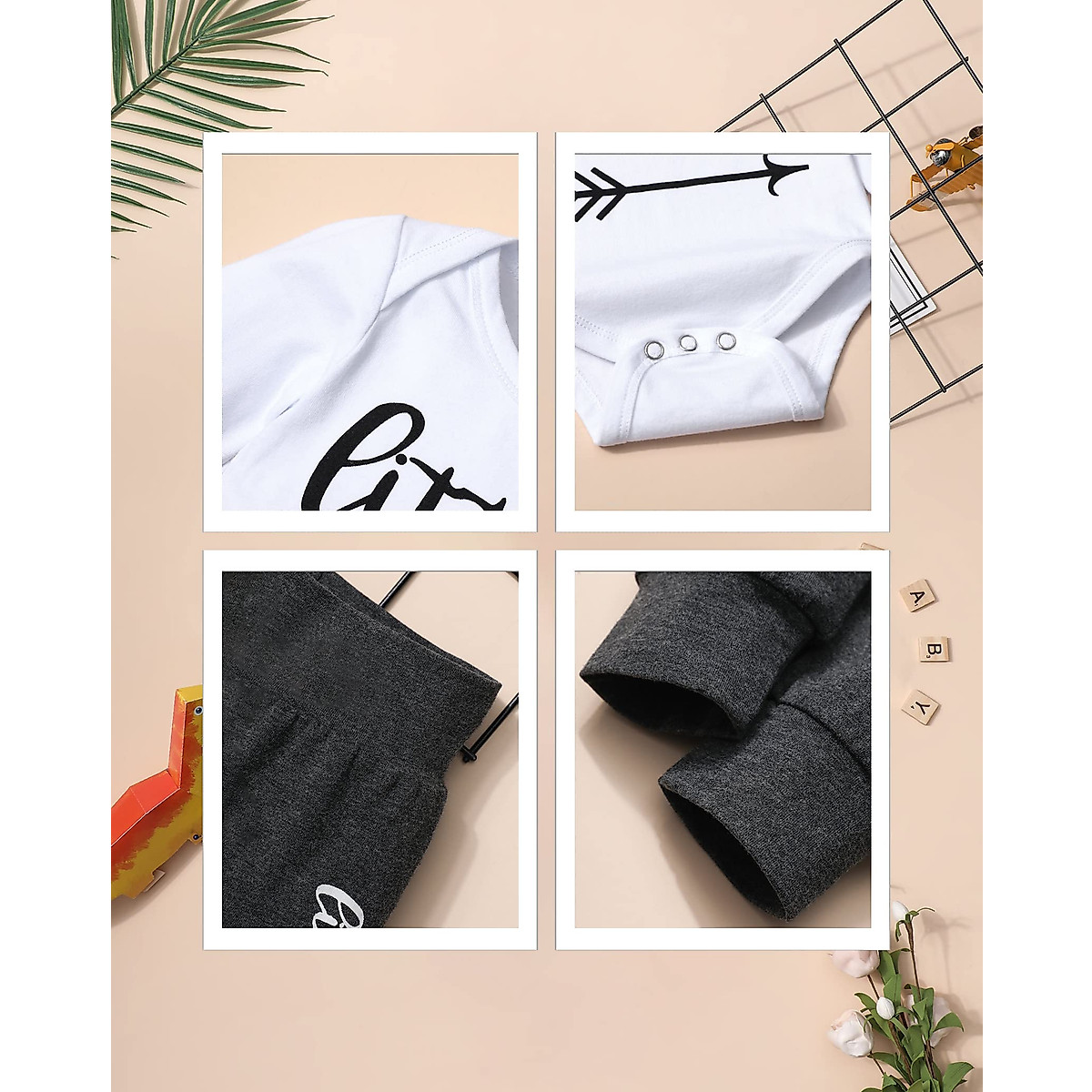 AGAPENG Newborn Boy Outfits Infant Boy Clothes Little Brother Outfit Long Sleeve Romper Pants with Hat Newborn Baby Boy Clothes