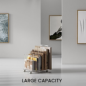 Sumerflos Acrylic Art Storage Rack with Caster Wheels - Clear Canvas Storage Rack for Artwork, Panel, Frame, Drawing Board, Printed Matter, Paper Pad, Backing Plate (13.78" D X 23.03" W X 28.54" H)