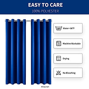 DIVA EN CAMINO DEC Outdoor Patio Curtain Waterproof Darkening Thermal Insulated Indoor Curtains for Bedroom, Porch, Living Room, Pergola, Cabana, W52 x L95, Royal Blue, Set of 2 Panels