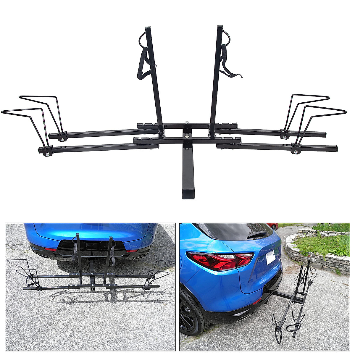 Hitch Mount Bike Rack Carrier Upright 2 Mountain Bike E-Bike Carrier Platform Style 2" Rear for SUV Van Truck Minivans RV Trailer