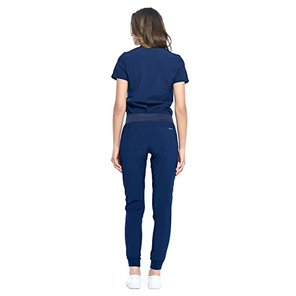 Dagacci Medical Uniform Women and Men Unisex 4-Way Stretch Jogger Scrub Set, Navy, M