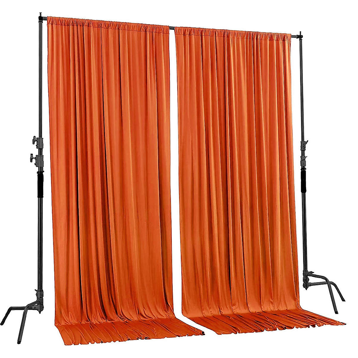 AK TRADING CO. 10 feet x 10 feet IFR Polyester Backdrop Drapes Curtains Panels with Rod Pockets - Wedding Ceremony Party Home Window Decorations - Orange
