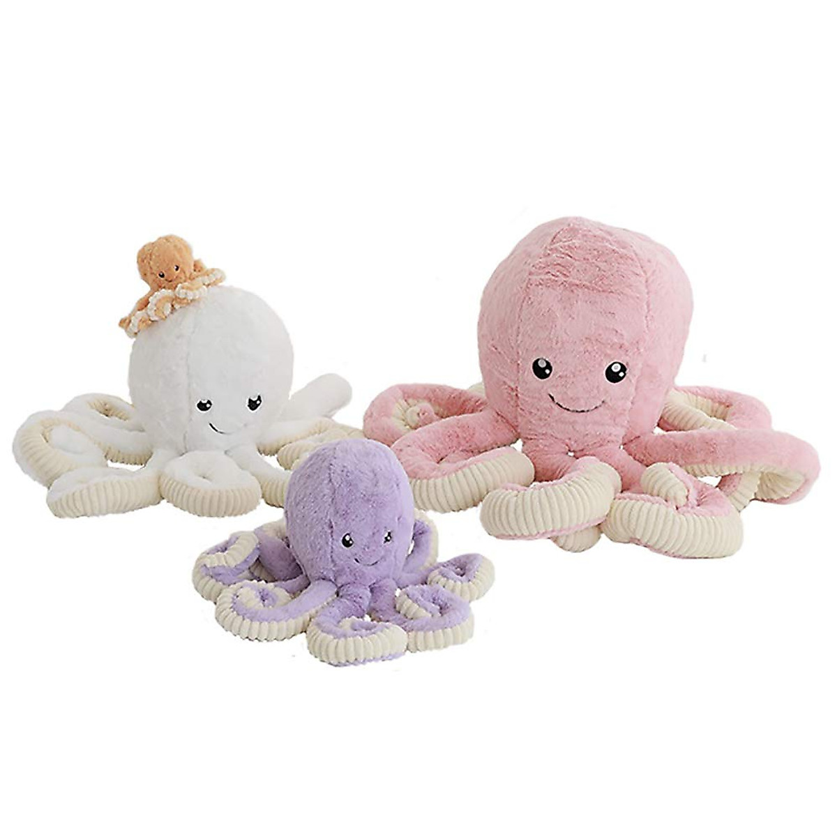 lapeche Plush Cute Octopus Dolls Soft Toy Stuffed Marine Animal for Boys Girls Birthday Presents (White, 16")