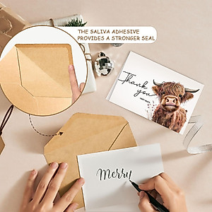 HiABNRT 50 Pack Highland Cow Thank You Cards with Envelopes, 4x6 In Farm Design Greeting Cards Sympathy Cards Bulk for Wedding, Baby & Bridal Shower- with Stickers