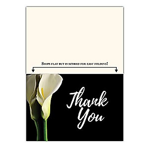 MPC Brands Customized Personalized Funeral Bereavement Thank You Cards With Envelopes - Set of 50 (Custom Lily)