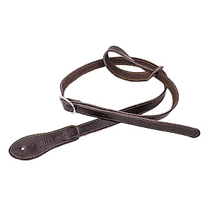 Walker & Williams M-78-BRN Soft Brown Premium Thick Grain Leather Adjustable Mandolin, Mandola, Bouzouki Strap