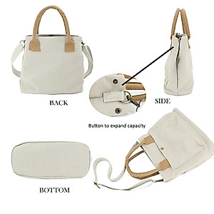 UERRUAM Small Canvas Tote Bag for Women Aesthetic Crossbody Bag Everyday Bag with Pockets Zipper Satchel Handbag