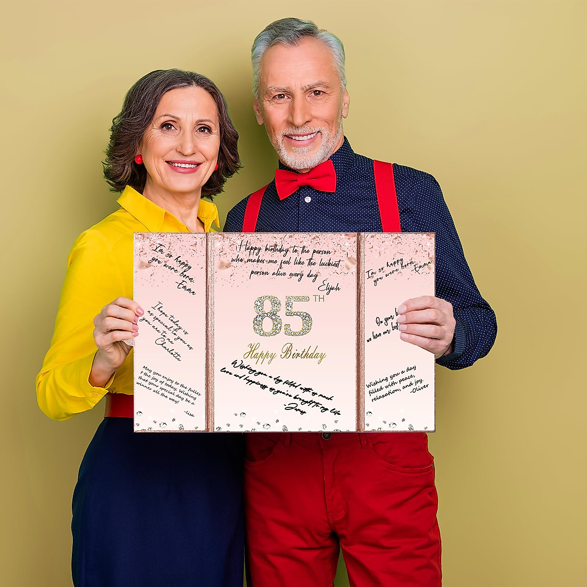 Crenics Rose Gold 85th Birthday Decorations, Creative 85th Birthday Guest Sign in Book Alternative, Large 85th Birthday Signature Book 12" x 18", Great 85 Years Old Birthday Gifts for Women