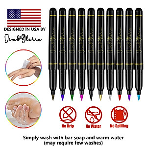Jim&Gloria Body Art Tattoo Pen 10 Colors With Gold and Silver Fake Tattoos Brush Temporary Tattoo Kit Teen Girls Trendy Stuff for Birthday Friendsgiving Thanksgiving and Christmas gift ideas