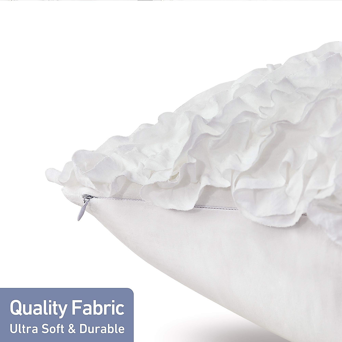 Leeden Throw Pillow Covers (Set of 2), 3D Design Handmade Cute Ruffles Pillowcase, Christmas Decorative Cushion Cover for Sofa Couch Bedroom Living Room, 22 x 22 inch, White