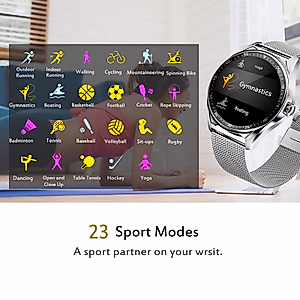 Pard Smart Watch with Make/Answer Calls, Music Contral/Player for iOS/Android Smartphone, Fitness Tracker with Heart Rate/Blood Pressure/Blood Oxygen Monitor for Men and Women, Silver