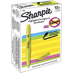 Sharpie Accent Pocket-Style Highlighters, Fluorescent Yellow , Chisel Tip, Dozen - 27025