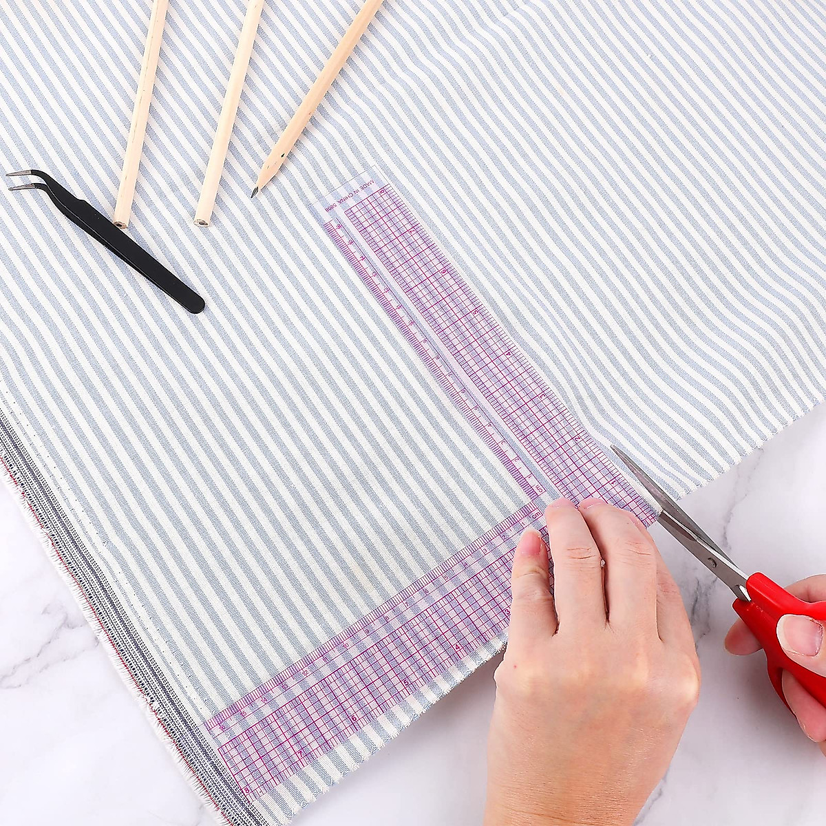 Lusofie Sewing Ruler, 2 Pcs Plastic L Square Ruler, Framing Ruler, Clear Sewing Ruler for Tailor Craft Tool, Drawing Measuring Supplies (8.46x8.46 inch, 21.5 cm length)