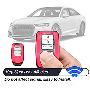 MECHCOS Compatible with Acura RLX RDX MDX ILX TLX Smart 2 3 4 Buttons Red TPU Key Fob Cover Case Remote Holder Skin Protector Keyless Entry Sleeve Accessories, Not Fit Engine Hold Key