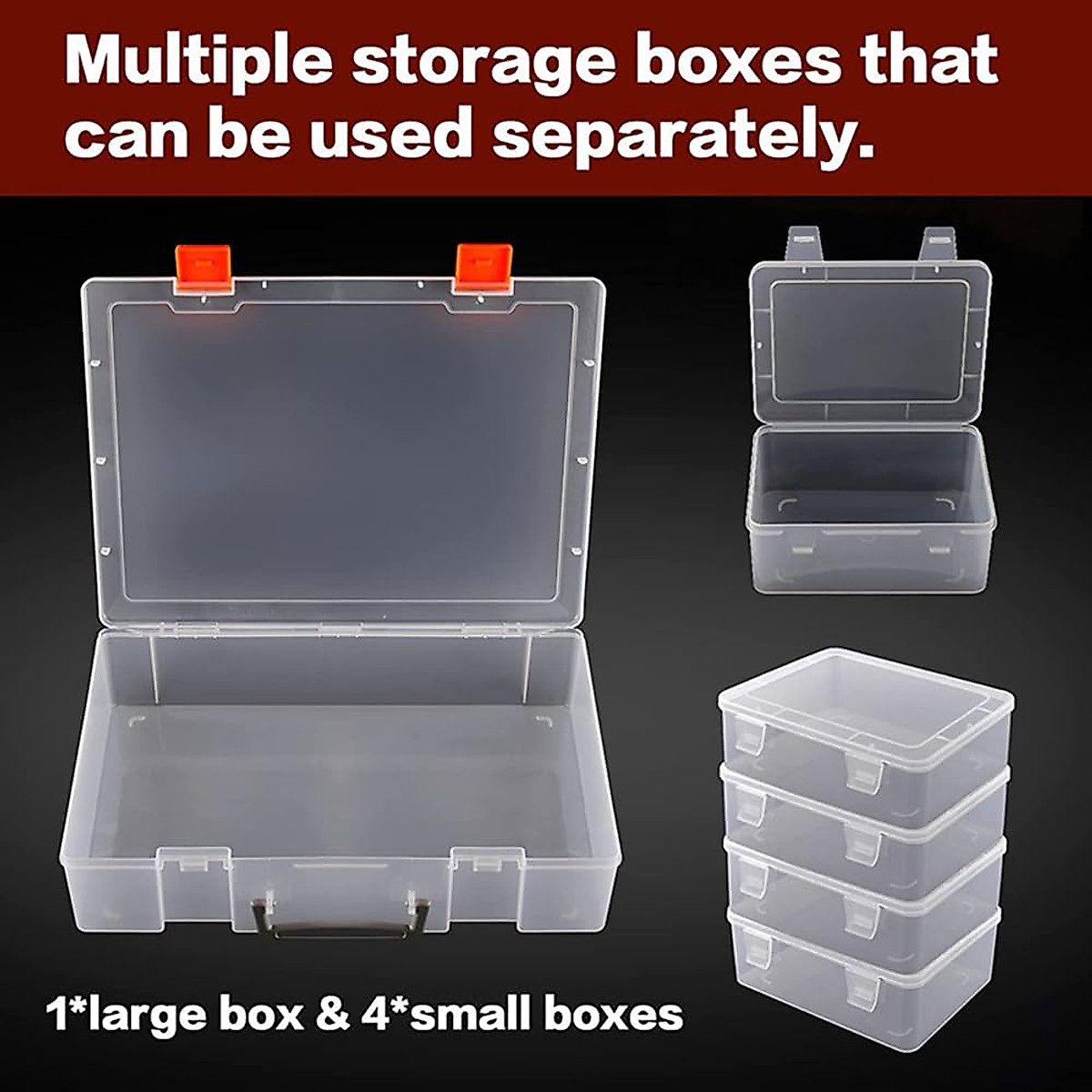 Chemlliy Portable Plastic Storage Box, Art & Craft Organizer with Handle, Clear Storage Bins Container for Organizing Tool, Craft, Bead, Lego, Sewing