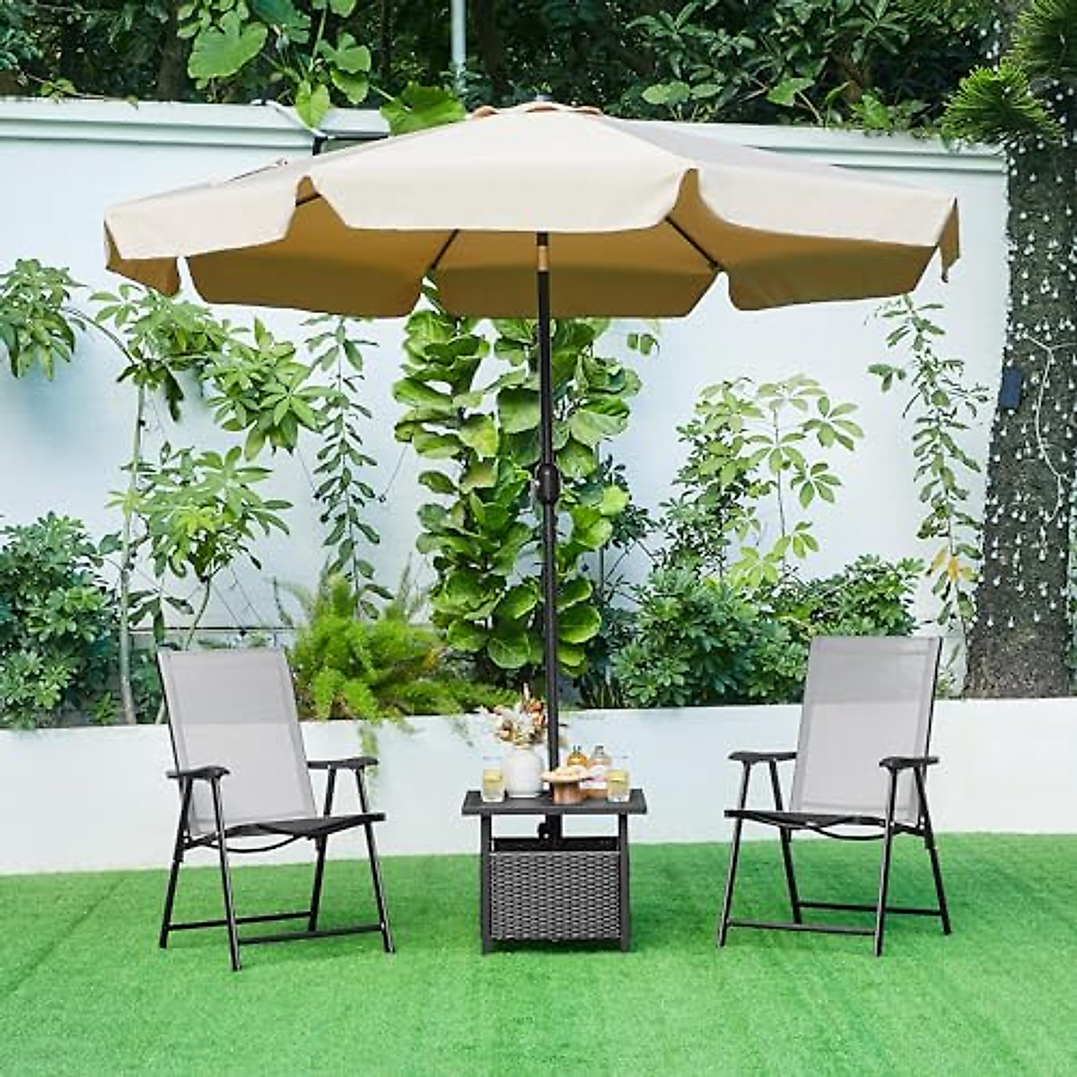 Yaheetech Patio Chairs Outdoor Chairs Set of 2 Portable Dining Chairs with Armrests for Camping, Lawn Yard Beach, Folding Patio Chairs 2-Pack Patio Chairs Metal Frame