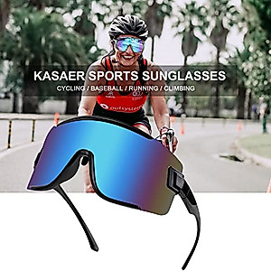Karsaer Vision Big Shield Wraparound Sunglasses Rave for Men Women Neon Sun Visor Glasses Cycling Ski Shades 80s 90s