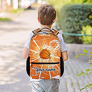 COOPASIA Personalized Basketball Backpack for Girls Boys, 16 Inch Basketball Theme Bookbag with Adjustable Straps, Durable, Lightweight, School Bag with Large Capacity