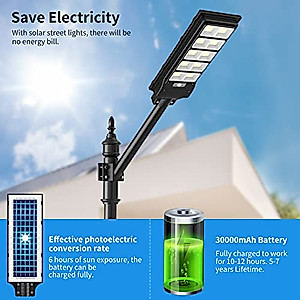 Viugreum 500W Solar Street Lights Outdoor with Motion Sensor, 900pcs LED, 6000K 50000LM IP65 Waterproof Solar Parking Lot Lights, Solar Powered Street Light for Barn, Yard, Street