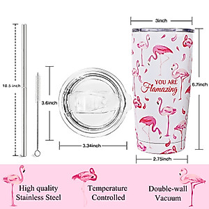 Pink Flamingo Cup, Flamingo Gifts For Women, Insulated Double Wall Stainless Steel 20 Oz Cute Flamingo Mug Coffee Cup Tumbler Water Bottle, Flamingo Stuff Decor, Inspirational Gifts