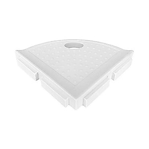Questech Décor 8 Inch Corner Shower Shelf and 5 Inch Shower Caddy Foot Rest, Metro Lugged Back for New Construction, Mounted Bathroom Shower Organizer, Bright White Matte