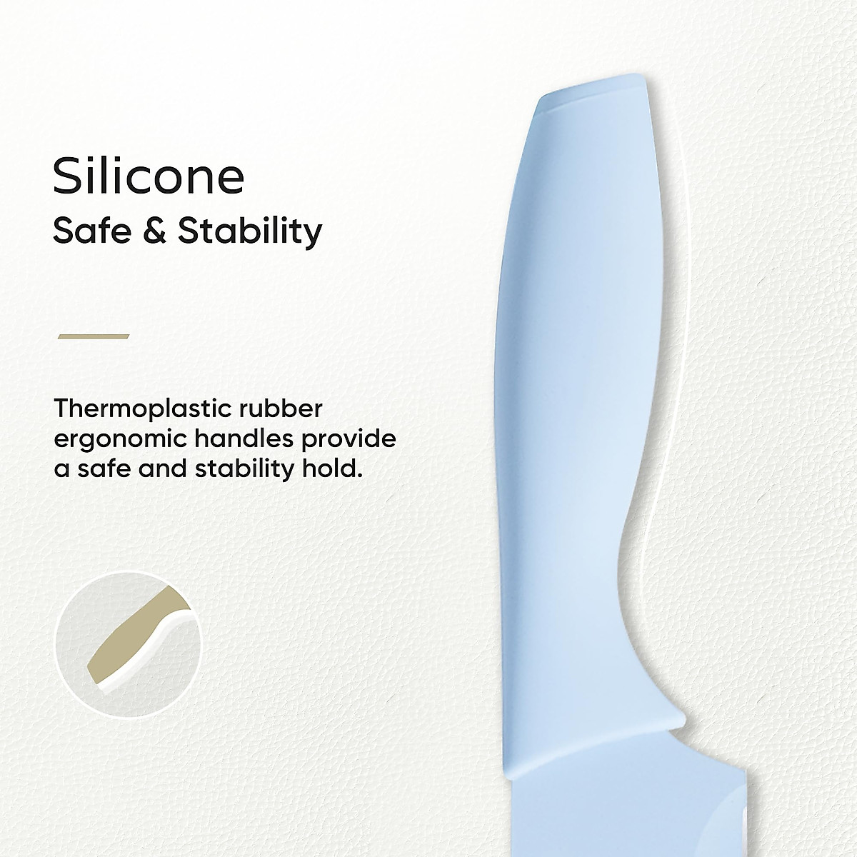 CAROTE 12Pcs Kitchen Knife Set, Stainless Steel Blade with Ceramic Nonstick Coating, Cutlery Knives with Blade Guards, Dishwasher Safe, Multicolored