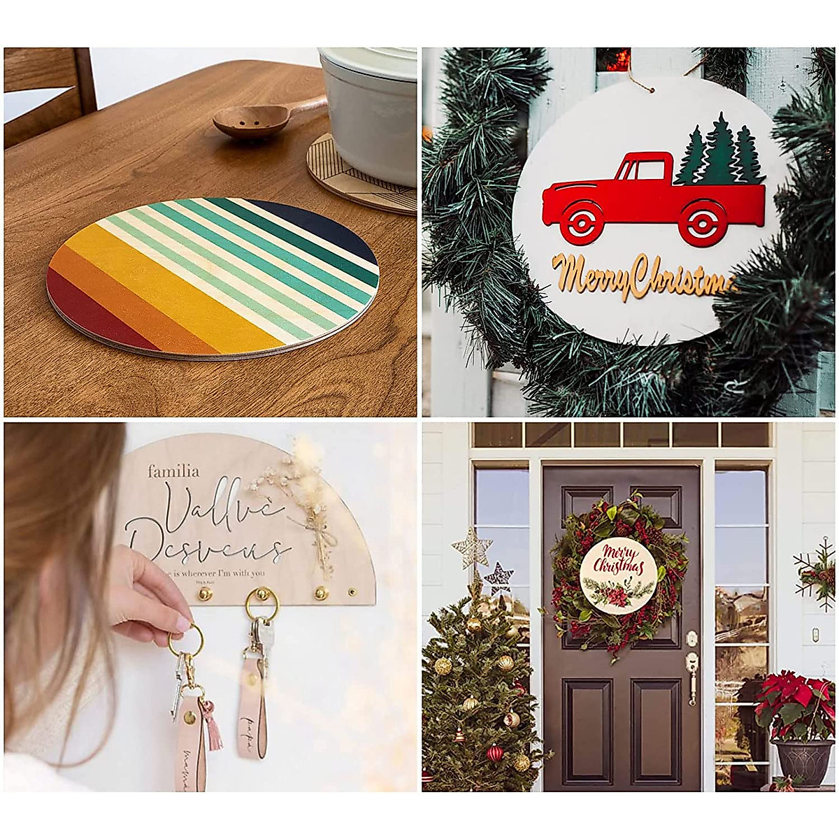 Wood Circles for Crafts,12 Pack 12 Inch Unfinished Wood Blank Rounds Wooden Cutouts for Crafts, Door Hanger, Door Design, Wood Burning