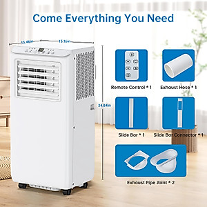 Acekool Portable Air Conditioner, 8000BTU Air Conditioners for Room Cooling Up to 350 Sq. Ft, 3-in-1 Portable AC unit with Remote Control & Window Kit for Home, Office, Bedroom, White