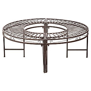 Design Toscano ZJ12063 Roundabout Circular Garden Tree Bench Seat, 47 Inch, Grey