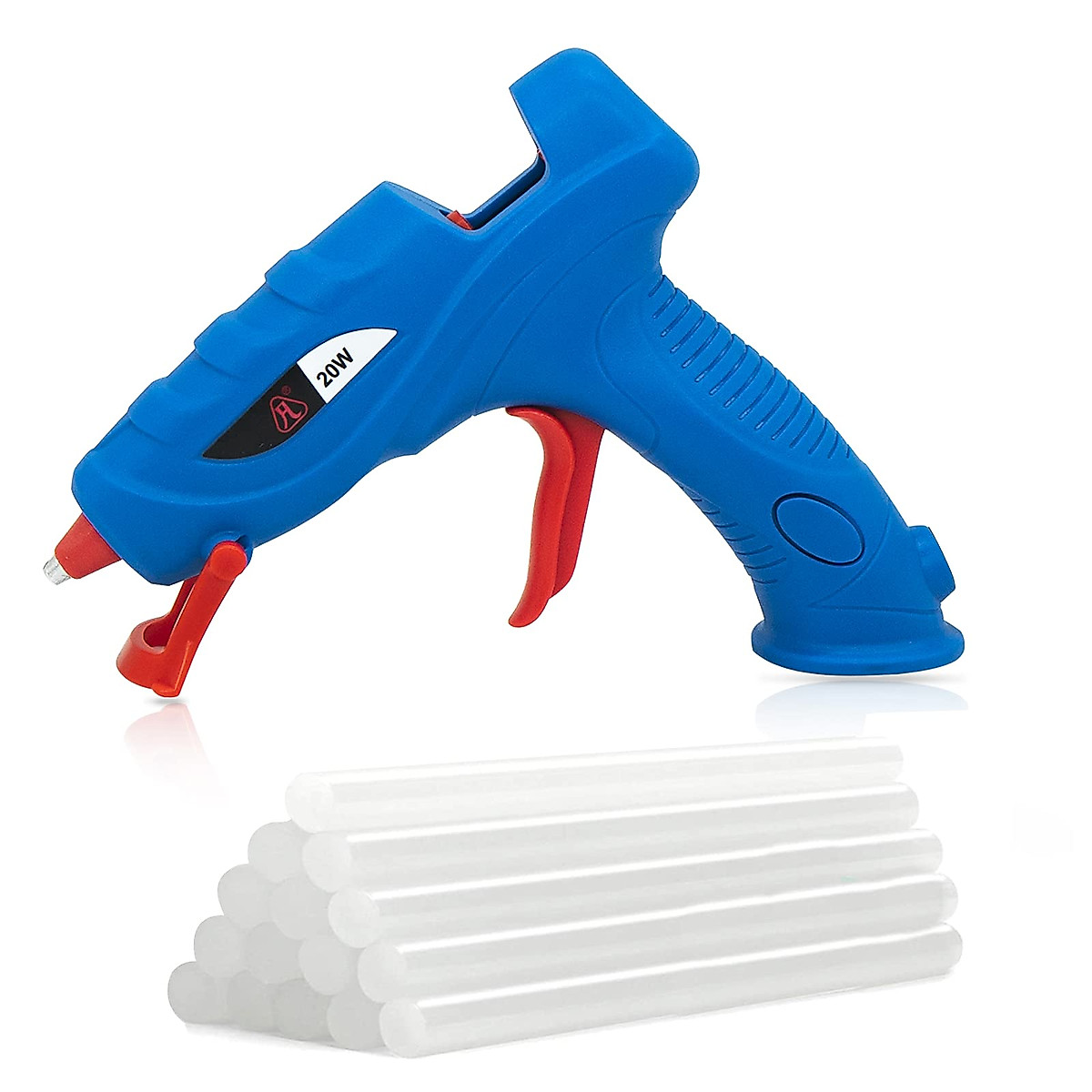 FL Hot Glue Gun, High Temperature Hot Melt Glue Gun Kit with 15 pcs Glue Sticks, Packaging, DIY, Arts & Craft, Repair and More (Light Blue-20W)