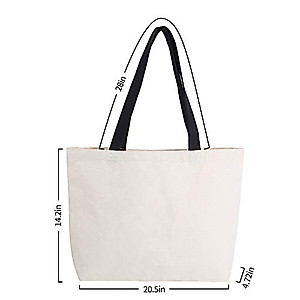 Azuca Reusable Grocery Canvas Bags with Inner Pocket Large Beach Shopping Heavy Duty 12 oz Tote Multi Purpose Natural - 20.5 x 14.5 x4.5 inch, 5 Pack