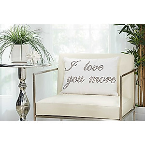 Nourison Mina Victory DR164 Luminescence I Love You More Throw Pillow, 14" x 20", Pewter