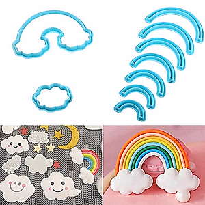 9Pcs Rainbow & Cloud Fondant Cutter Set Cake Cupcake Decorating Tools Sugarcraft Polymer Clay Gum Paste Cookies Biscuit Cutters