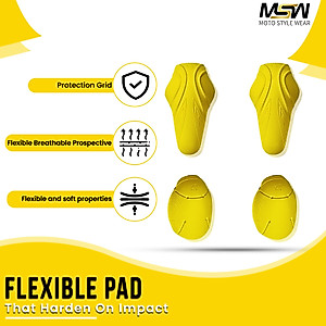 4PC CE Level 2 Elbow and Shoulder Certified Armor Pads Set, Level 2 Approved Men’s Biker Shoulder, and Elbows Protector for Motorcycle Jackets and Pants.