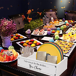 Kitchen Countertop Plate Organizer Box, Kitchen Countertop Flatware Organizer for Kitchen Decor, Paper Plate Holders, Cutlery Utensil Holder for Kitchen, Dining, Entertaining, Tailgating, Picnics