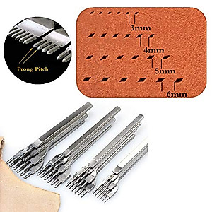 Aiskaer White Steel 4mm 1/2/4/6 Prong DIY Diamond Lacing Stitching Chisel Set Leather Craft Kits
