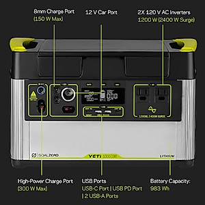 Goal Zero Yeti 1000 Core Portable Power Station, 1,000 W, Solar-Powered Generator (Solar Panel Not Included), USB-A/USB-C Ports and AC Outlets, Power for Camping (Yeti 1000 Core + Boulder 200BC)