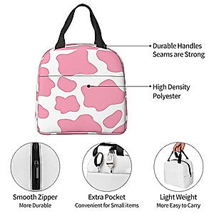 Insulated Lunch Bag With 2pcs Coasters, Reusable Cooler Lunch Box For Women, Cute Lunch Tote Bag for Picnic Office Work, Cow Gifts