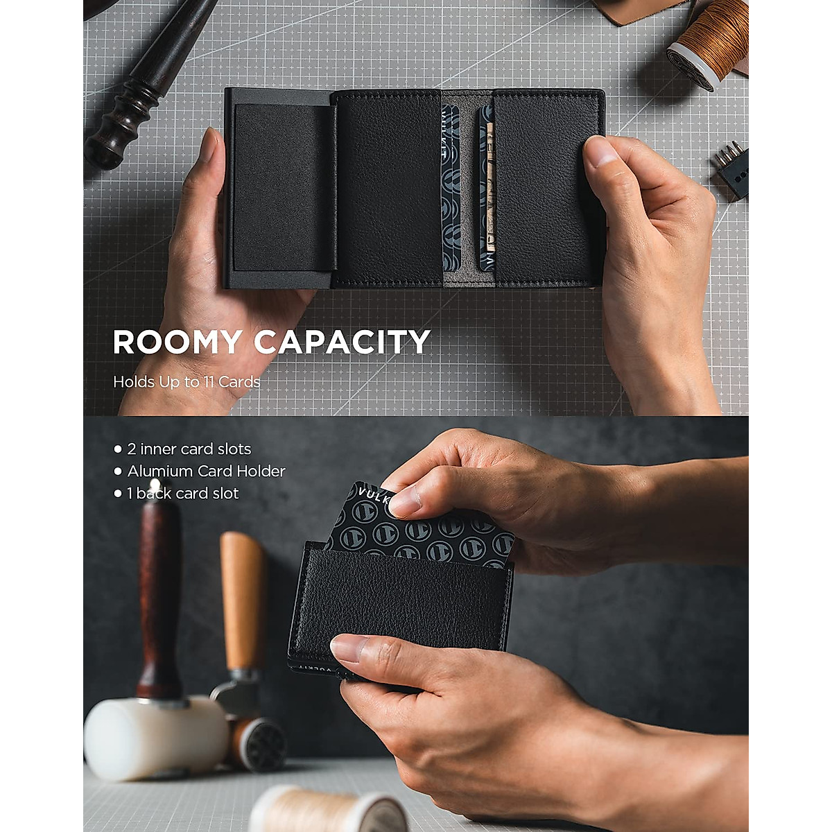 VULKIT Minimalist Card Holder Wallet Pop Up Cards RFID Protection Holds Up to 10 Cards