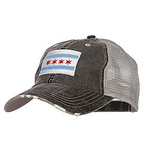 e4Hats.com Chicago Flag Embroidered Low Profile Cotton Mesh Cap - Black OSFM