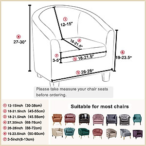 Lellen Club Chair Slipcover with Seat Cushion Cover Round Tub Accent Armchair Cover Reusable Sofa Stretch Covers for Living Room Bedroom Office Dining Room Barrel Chair Protector（Teal Suit ）