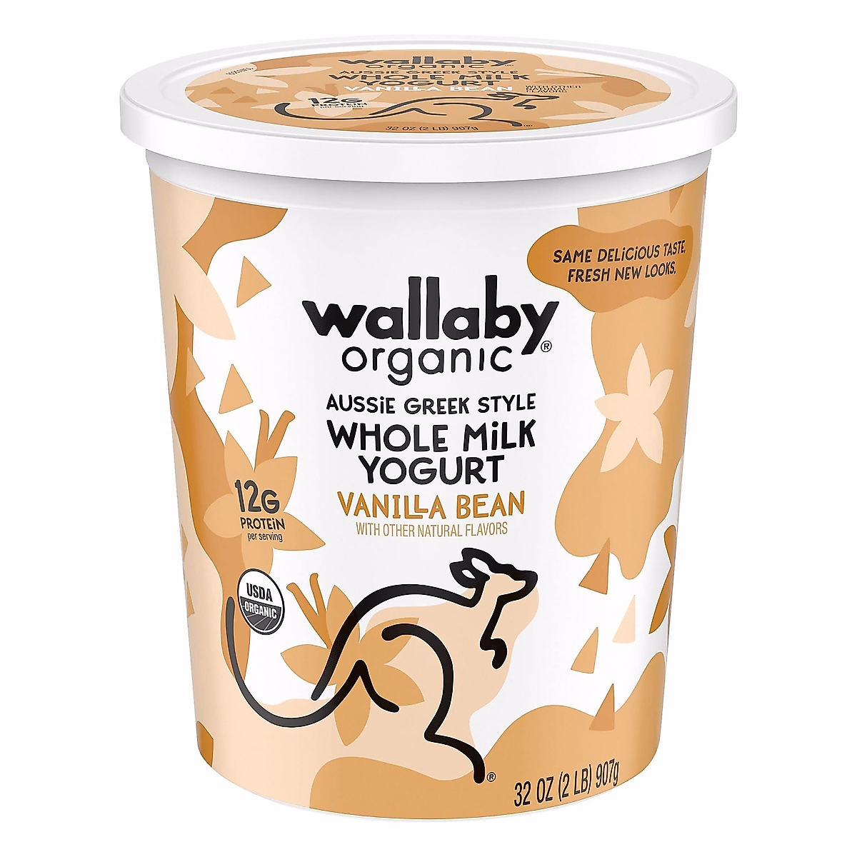 Wallaby Organic Vanilla Bean Whole Milk Greek Yogurt, 32 Ounce