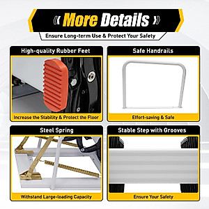 Attic Ladder Pull Down 11 Steps Attic Stairs Alloy Attic Access Ladder 9 ft Height Wall-Mounted Folding Loft Stairs with Armrests for Attic