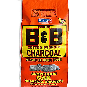 B&B Charcoal Slow Burning Oak Charcoal Briquettes with All Natural Smoky Flavoring for Grills, Barbecues, and Pitmaster Competitions, 17.6 Pounds