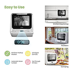 COMFEE' Countertop Dishwasher, Portable Dishwasher with 5L Built-in Water Tank, White & Cascade Platinum Dishwasher Pods, ActionPacs Dishwasher Detergent, Lemon, 62 Count