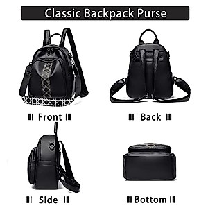 NZ SIXVONA Mini Backpack for Women, Fashion Convertible Soft PU Leather Small Backpack Purse with Detachable Strap for Women, Teen Girls-Black