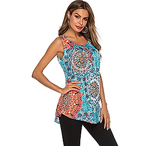 Famulily Women's Maternity Wear Tank Tops Comfy Floral Sleeveless Tshirts Blouse Large Blue