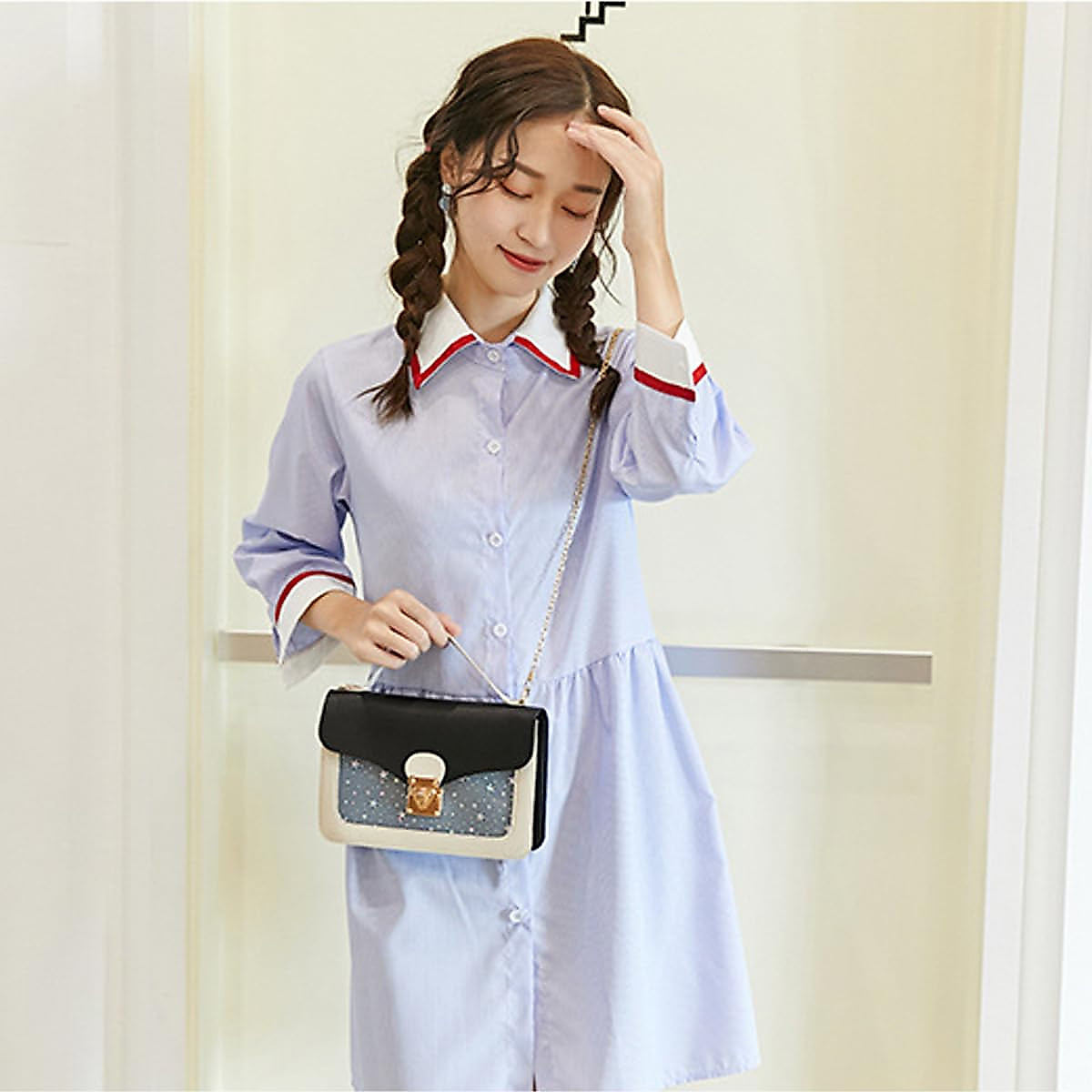 Crossbody Bags for Women Small Shoulder Handbags Soft PU Leather Cross Body Purse Casual Crossover Phone Messenger Bags(Quilted Crossbody Bags for White)