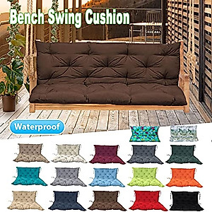 2 Seater Outdoor Glider Cushions Replacement, Bench Cushion for Outdoor Furniture Waterproof Thick Porch Swing Cushions with Backrest Ties for Garden Patio(Coffee 40x40 inch)